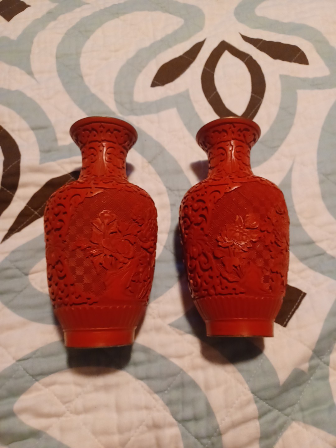 Vintage Chinese Cinnabar Set Of Vases | eBay