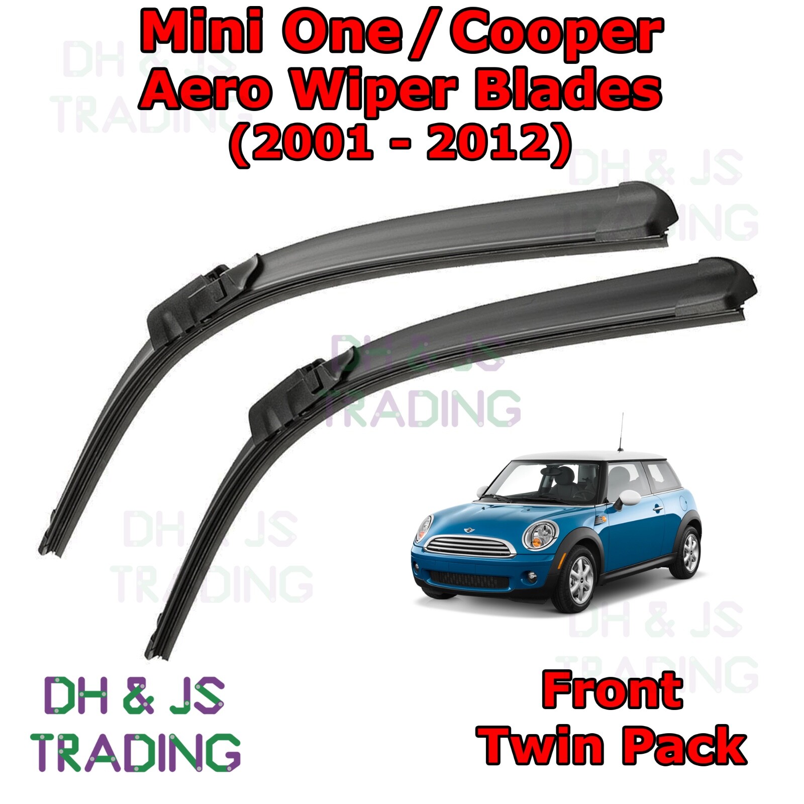 (01-12) Mini One / Cooper Aero Wiper Blades Front Flat Blade Wipers R50 ...