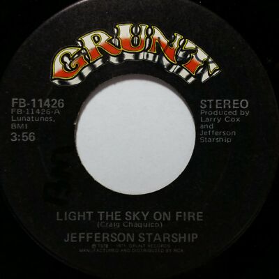 JEFFERSON STARSHIP Light The Sky On b/w Hyperdrive FB11426 7" 45rpm ...
