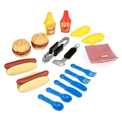 Kids Food Play Set Barbecue 26-Piece Plastic Picnic BBQ Toys Pretend ...