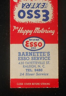 1940s Barnette's Esso Gas Service Tel. 9480 430 Fayetteville St ...