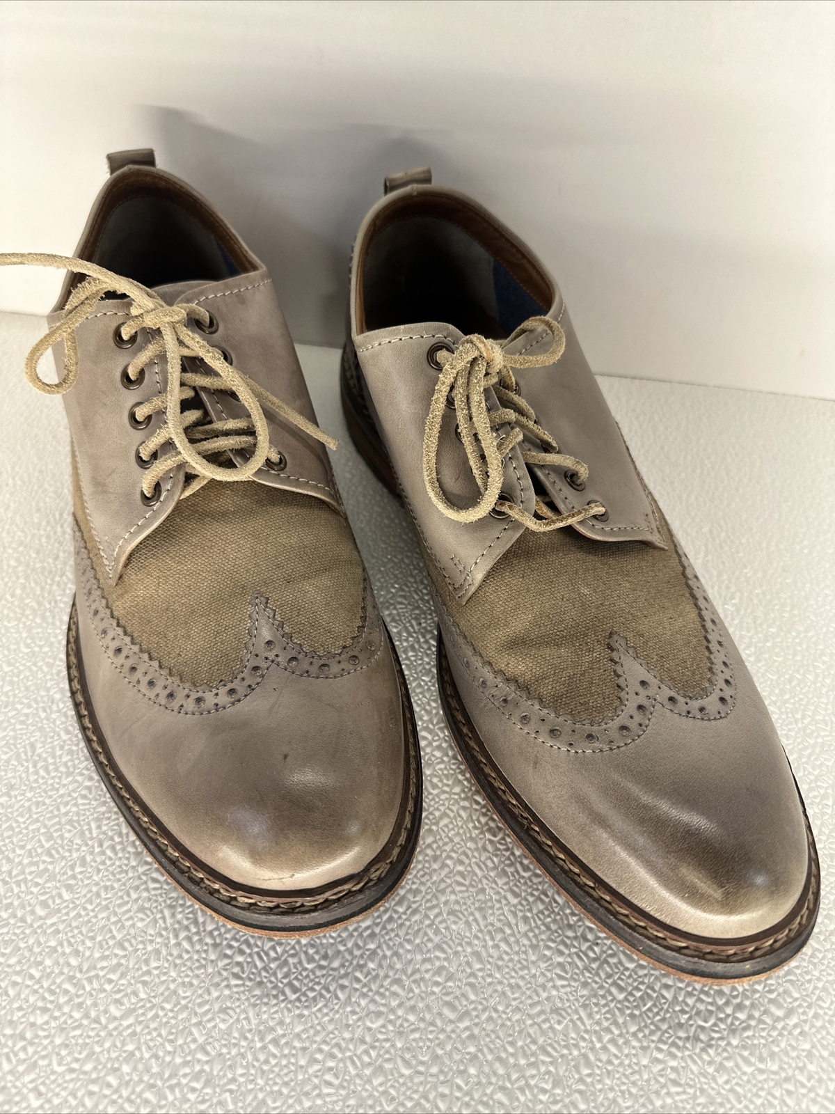 Lucky Brand Tan Gray Leather Wingtip Oxfords Dress Sh… - Gem
