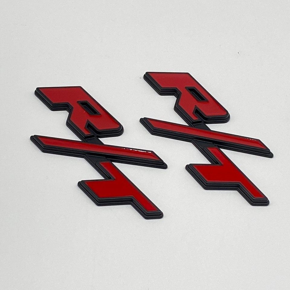 2X For RT Emblems Side Fender R/T Black Red Nameplate Badges 3D Sticker ...