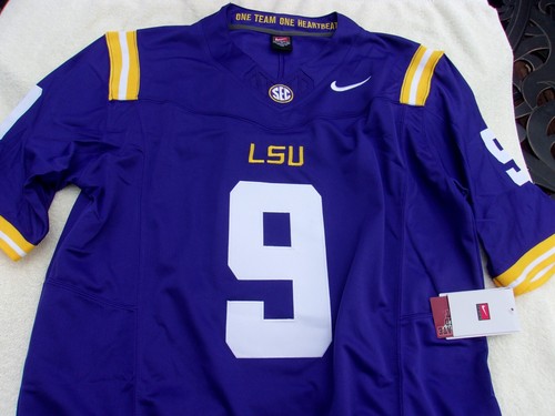 NWT Nike football jersey, men's L, LSU, #9, purple, Burrow | eBay