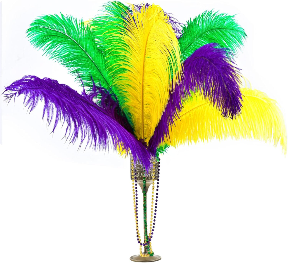 Mardi Gras Colorful Feathers Gold Green Purple Craft Feathers 14-16 ...