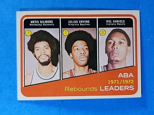 1972-73 TOPPS ABA REBOUNDS LEADERS #263 ARTIS GILMORE/JULIUS ERVING/HOF ...