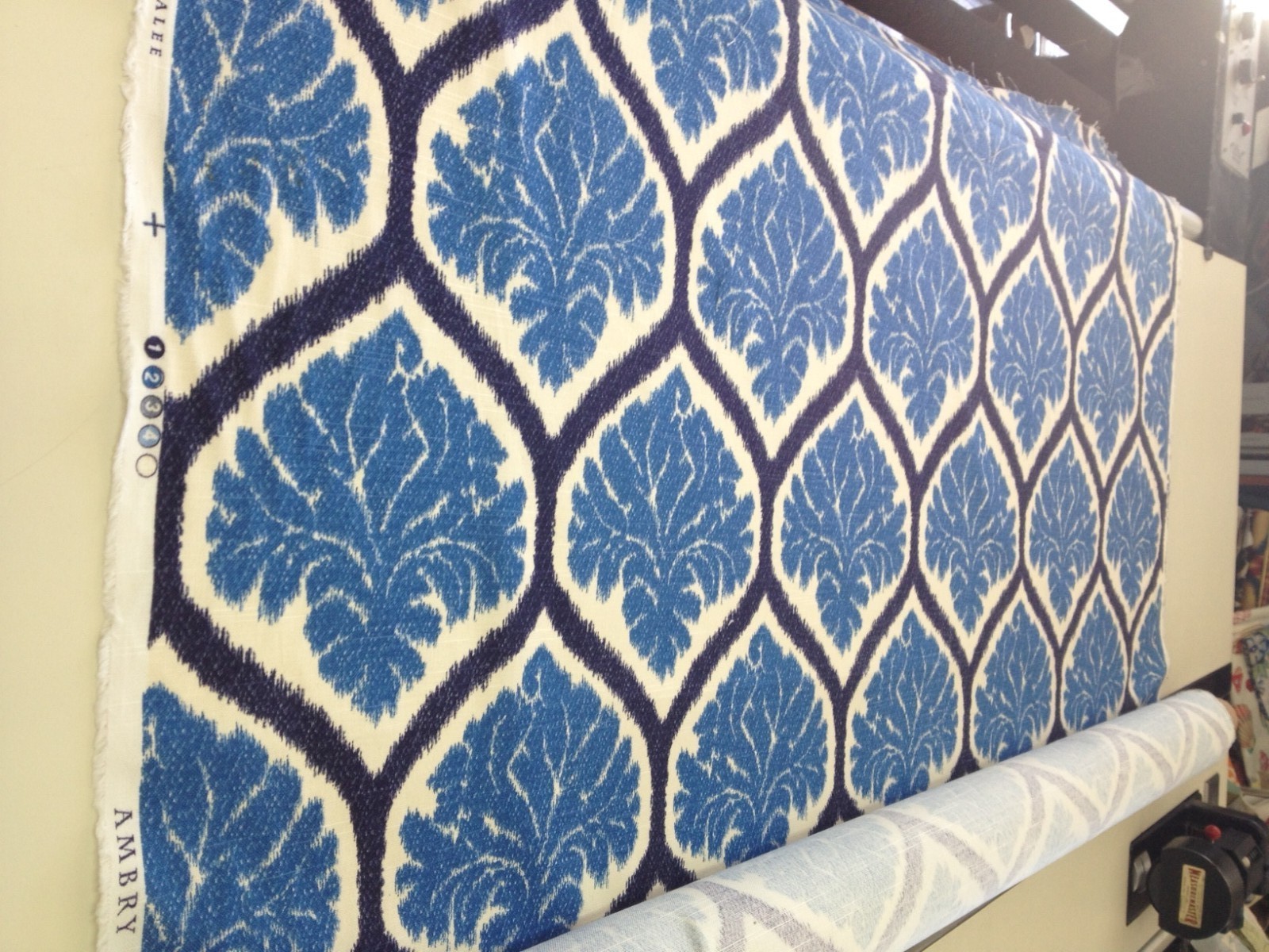 Duralee B. Berger Ambry Blue white navy cotton print fabric by the yard ...