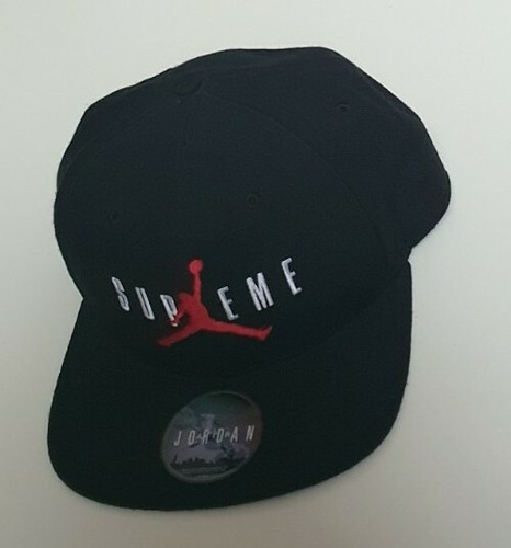 FW15 Supreme x Jordan black 6-Panel cap Jumpman hat Worn 1x Rare ...