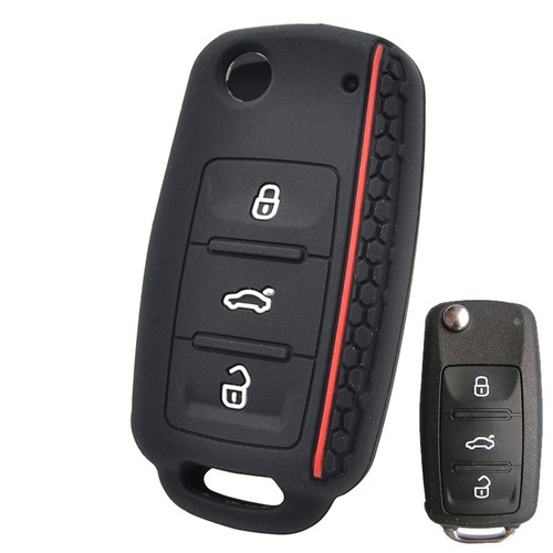Key Case For VW POLO Bora Beetle Tiguan Passat Golf Silicone Remote Fob ...