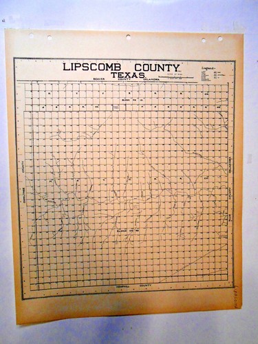 Old Lipscomb County Texas Land Office Owner Map Higgins Darrouzett ...