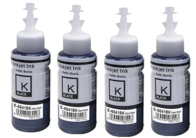 4 Black Ink Refills for Use With Epson Ecotank ET-2650 ET-14000 ET-4500 ...
