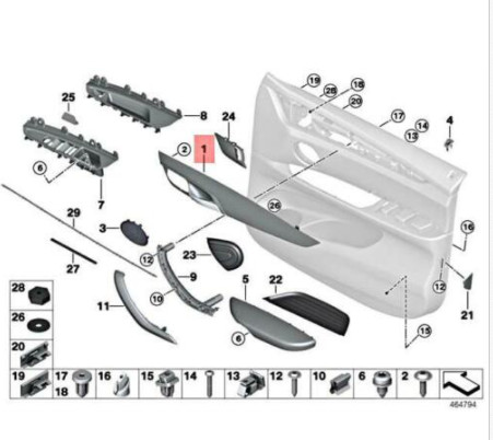 BMW X5 F15 F85 M REAR LEFT DOOR PANEL DECOR STRIP 51418063911 14-18 NO ...
