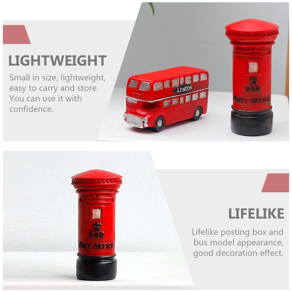 2 Pcs School Bus Toys Children's Room Decor Desktop Resin Model Craft ...