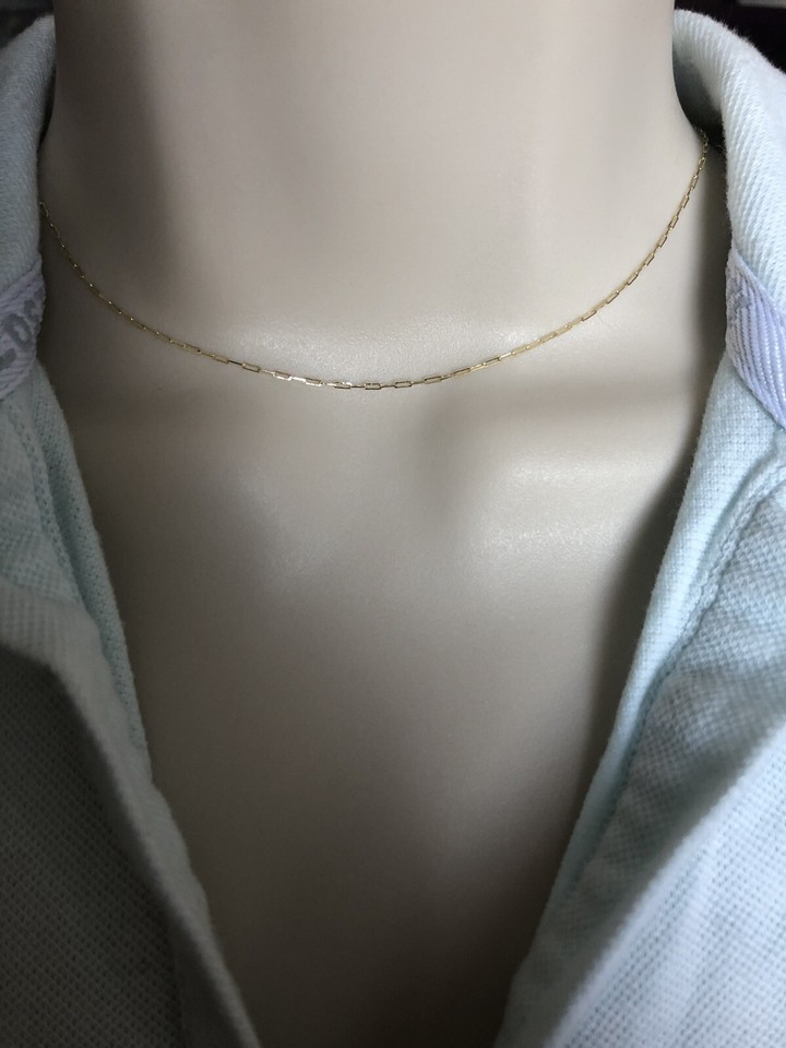 14K Solid Gold Authentic Gold W/ 14K STAMP Paperclip 1mm Necklace THIN ...