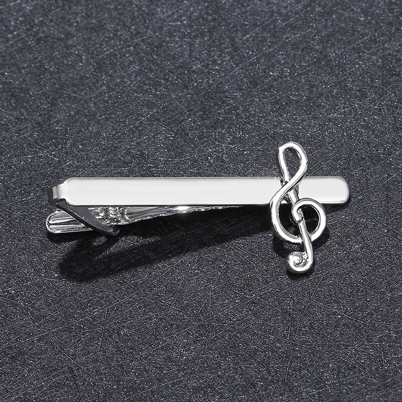 Fashion Men Musical Note Tie Clip Silver Business Tie Statement Decor ...