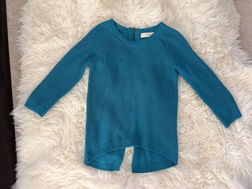 Zara Back Zippered High Low Sweater, Ocean Blue, Size S | eBay