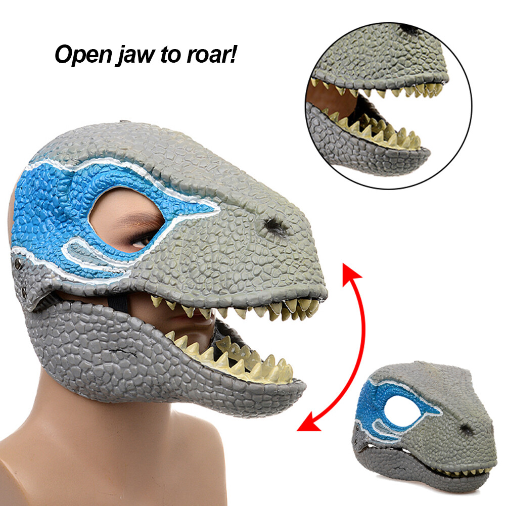 Dinosaur Mask Natural Latex Raptor Dinosaur Mask for Kid Children (Blue ...