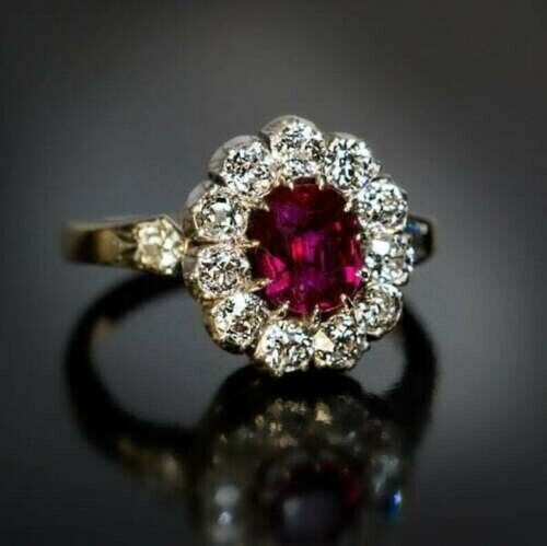 2.20Ct Oval Cut CZ Ruby Wedding Womens Engagement Ring 14K Yellow Gold Plated | eBay