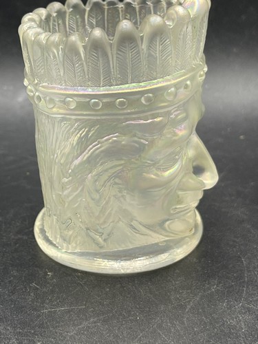 Joe St. Clair Indian Head Toothpick Holder - Iridescent White Carnival ...