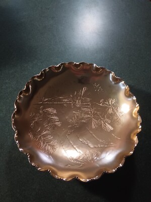 Vintage Arthur Armour Hammered Aluminum Gold Tone Bowl Pine Trees | eBay