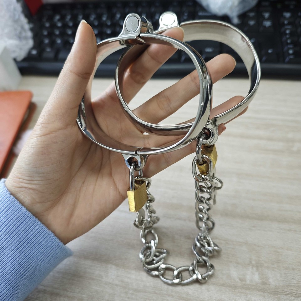 Women Bondage Kit Collar Wrist Handcuffs Ankle Cuffs Detachable Chain ...