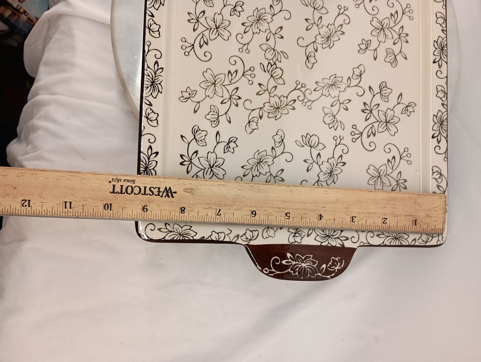 Temp-tations By Tara 16" x 9.75" Floral Lace Serving Tray EUC | eBay