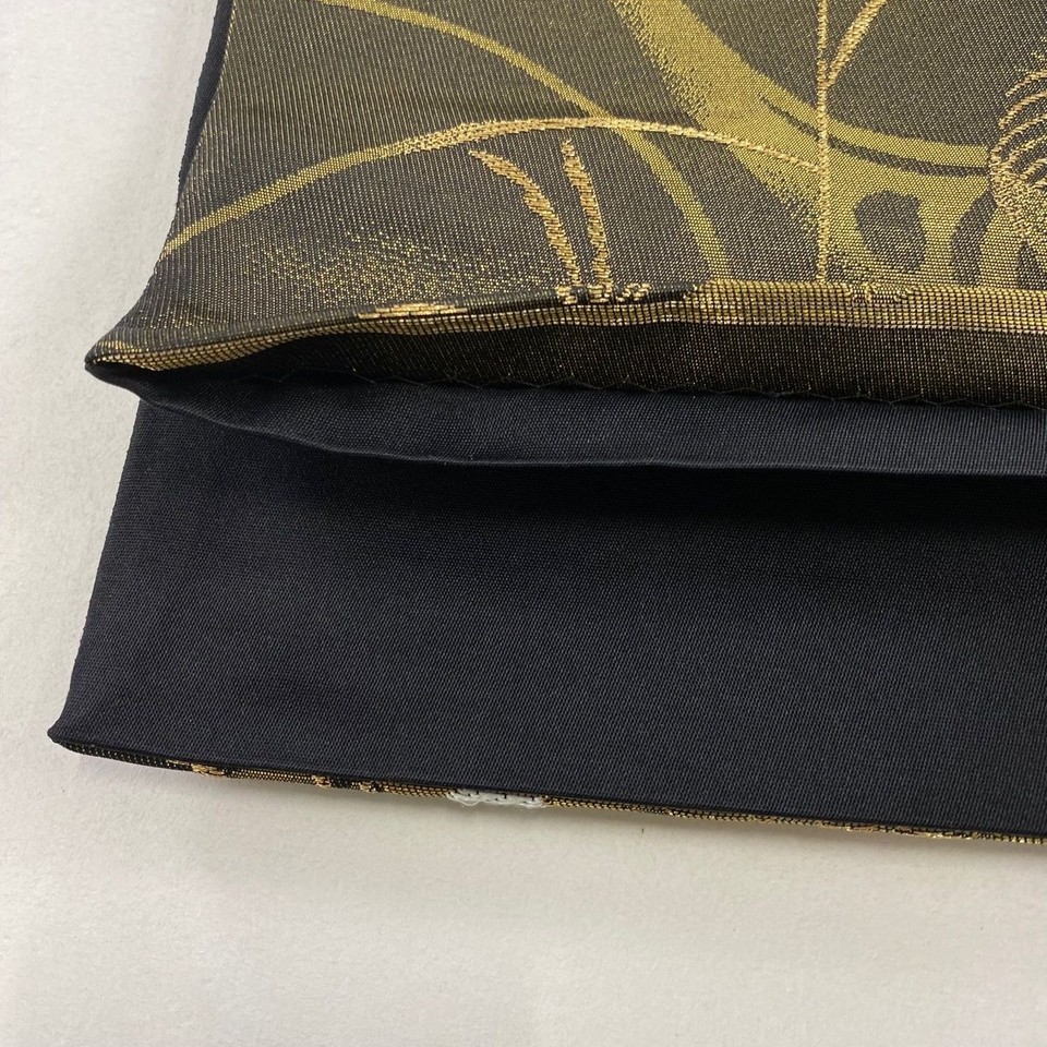 Kimono Otaiko Fukuro Obi Masterpiece Fan Mask Branch Plum Gold Thread ...