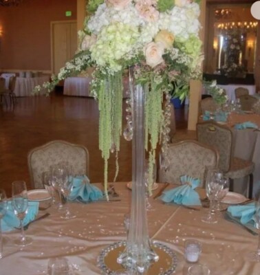 VINTAGE MCM EIFFEL TOWER CLEAR GLASS 16” (40cm) VASE TABLE WEDDING ...