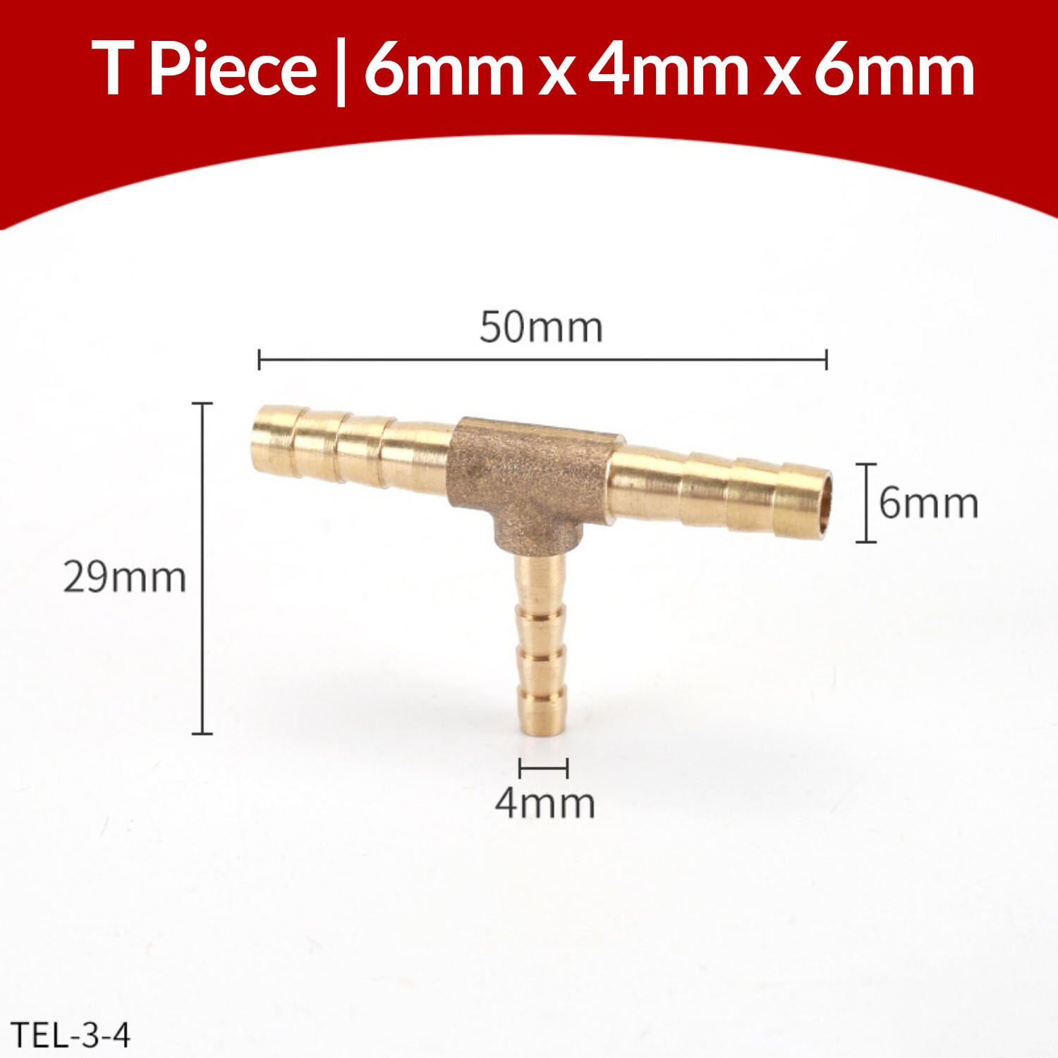 T Piece Brass Reducing Hose Barb Fitting Barb Hose Tail End Connector ...
