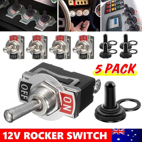 5x Waterproof Flick Switch Auto Dash Light 12V ON OFF Toggle Metal Boot ...