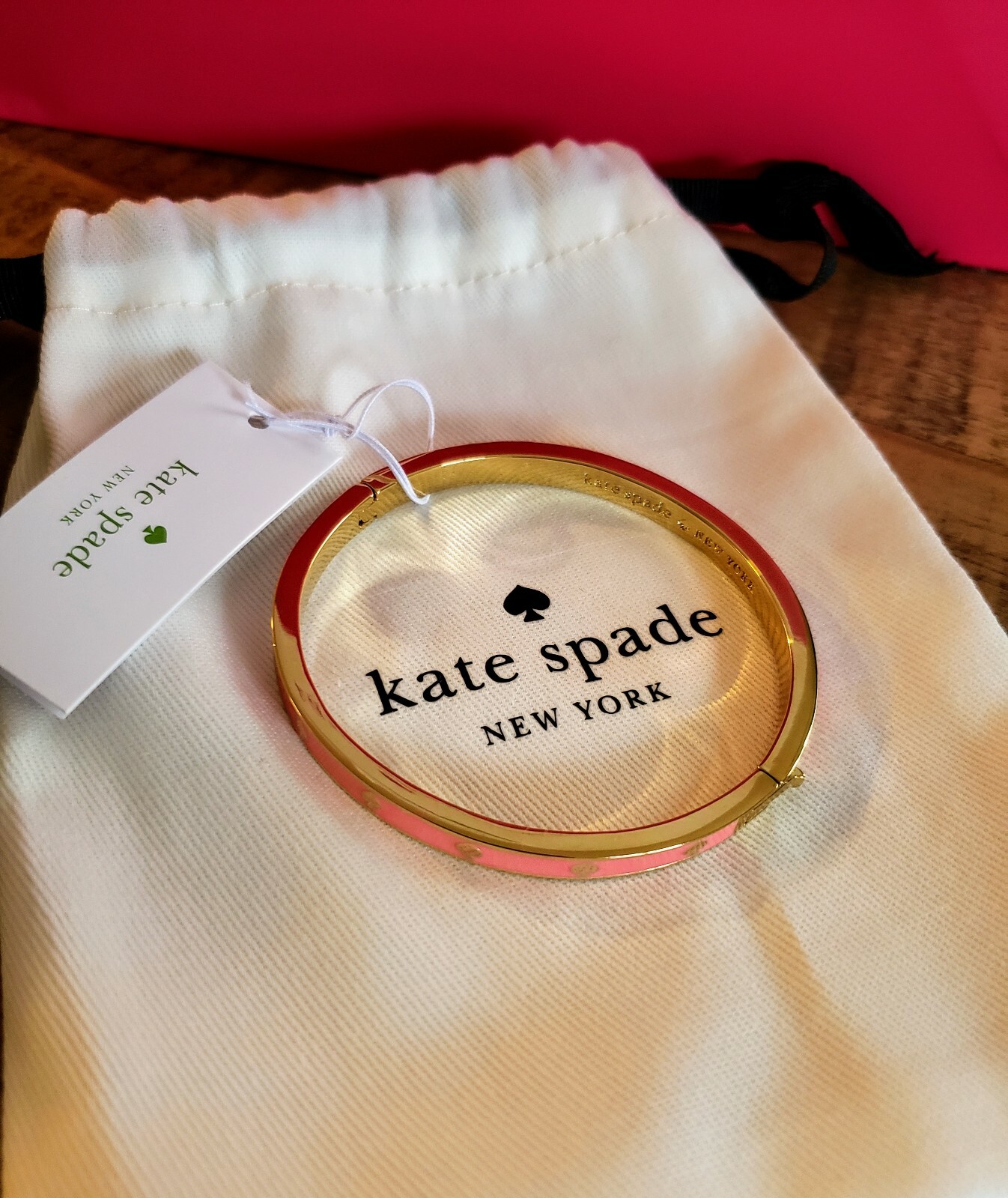 kate spade New York Coral Enamel Hinged Bangle Bracelet NWT & Storage ...