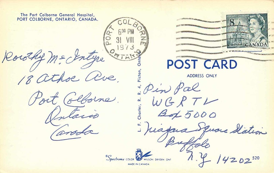 Postcard Canada Port Colborne General Hospital 1973 | eBay