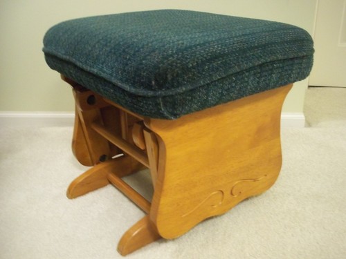 UPHOLSTERED TEAL OTTOMAN FOOTSTOOL ROCKER GLIDER BABY NURSERY 20.5''X ...