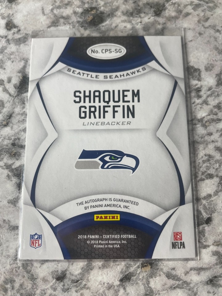 2018 Panini Certified SHAQUEM GRIFFIN Mirror Purple AUTOGRAPH Seahawks ...