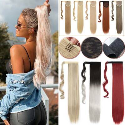 Premium Ponytail Clip In Straight Thick Pony Tail Extensions Natural ...
