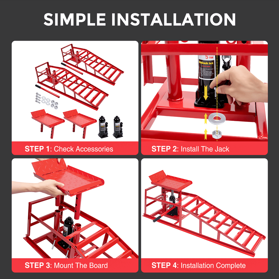 2 Pcs 5T Heavy Duty Auto Car Truck Service Ramps Lifts Hydraulic Lift ...