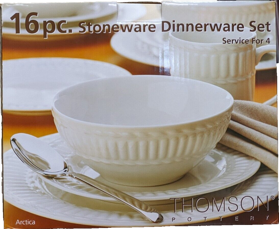 NIB NEW TRADITIONAL 16PC THOMSON POTTERY STONEWARE DINNERWARE CLASSY ...