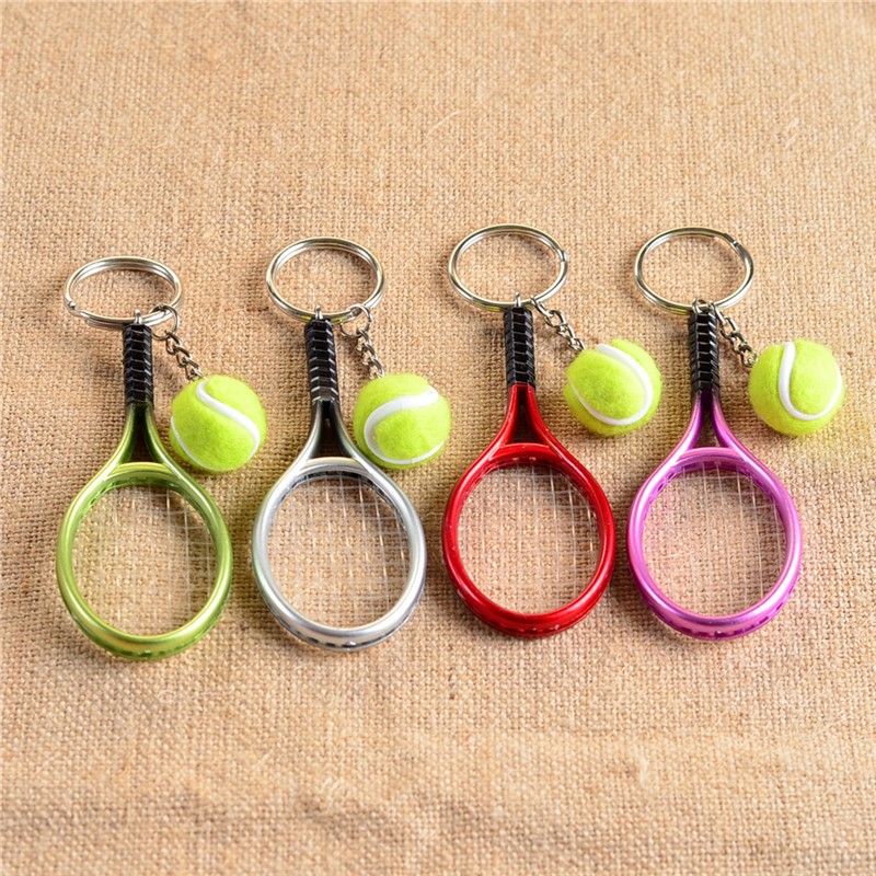 Metal Creative 3D Tennis Rackets Ball Key Chain Key Ring Gift Keychain ...