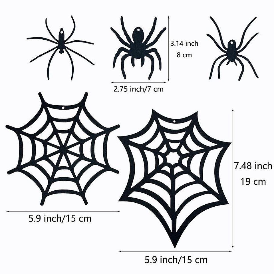 33 PCS Hanging Spider Decorations Spider Ornament Black Felt Spider Web ...