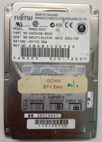 Fujitsu MHN2150AT 15GB CA06821-B126 CA05456-B020 Hard Disk HDD 2.5 IDE ...