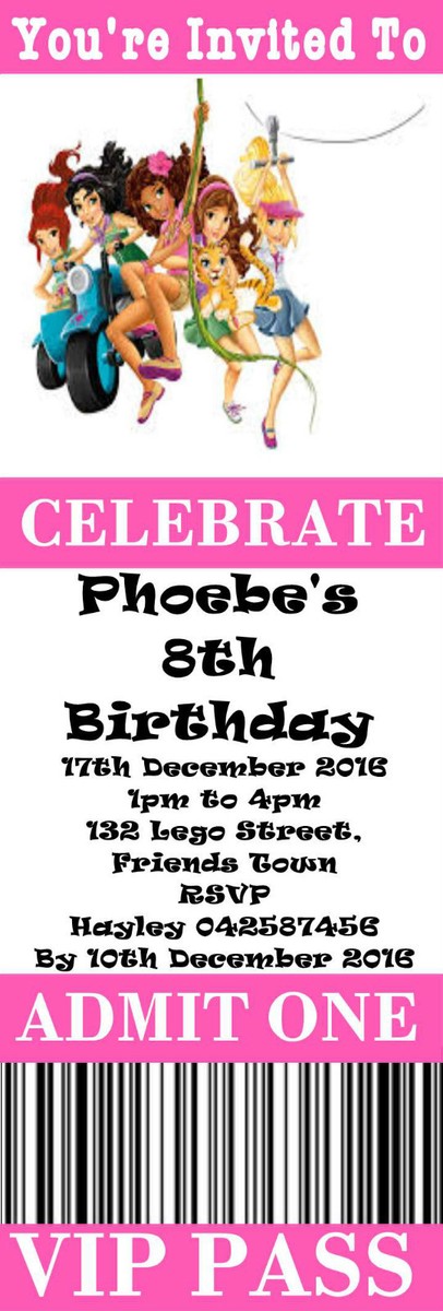 Lego Friends Birthday Invitation
