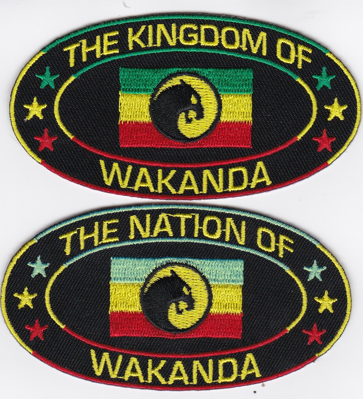 THE KINGDOM & NATION OF WAKANDA SEW/IRON ON PATCH AFRICA FLAG BLACK ...