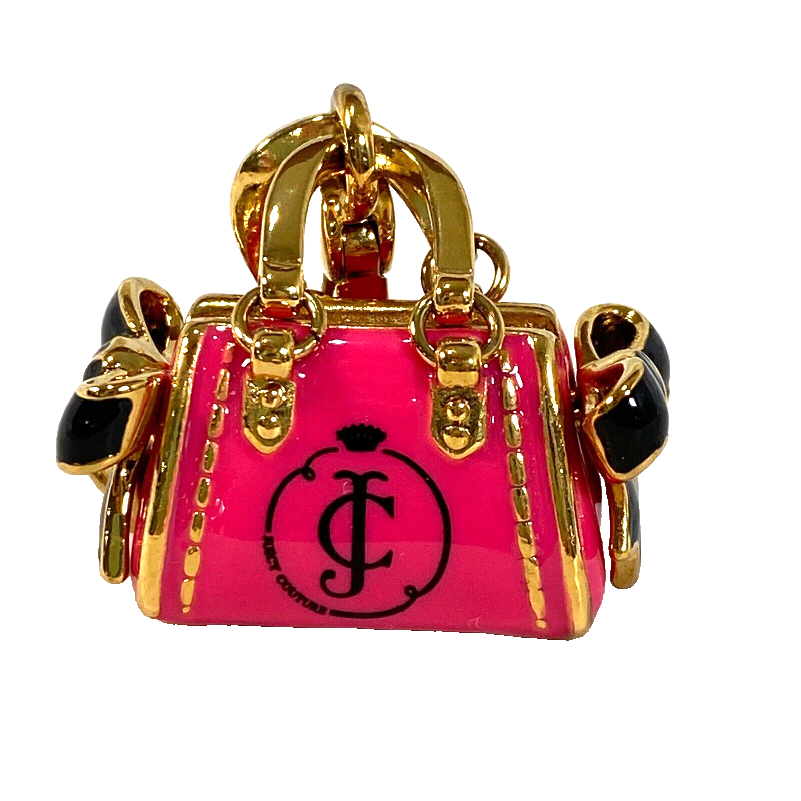 Juicy Couture Charm Pink Daydreamer Bag Black Enamel Bows Crystals ...