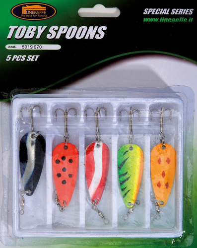 Lineaeffe Coloured Toby Spoons Fishing Lures Set - Pike Trout Spinners ...