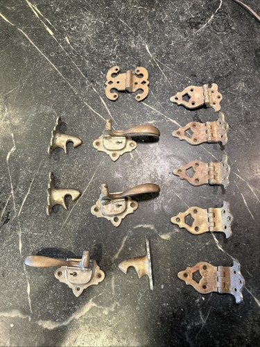 Vintage Original Nickel Over Brass Ice Box Hardware -Hinges And Latches ...