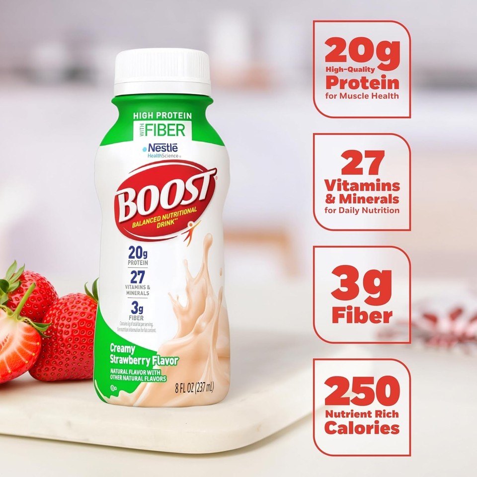 BOOST High Protein with Fiber Ready to Drink Creamy Strawberry, 8 fl oz ...