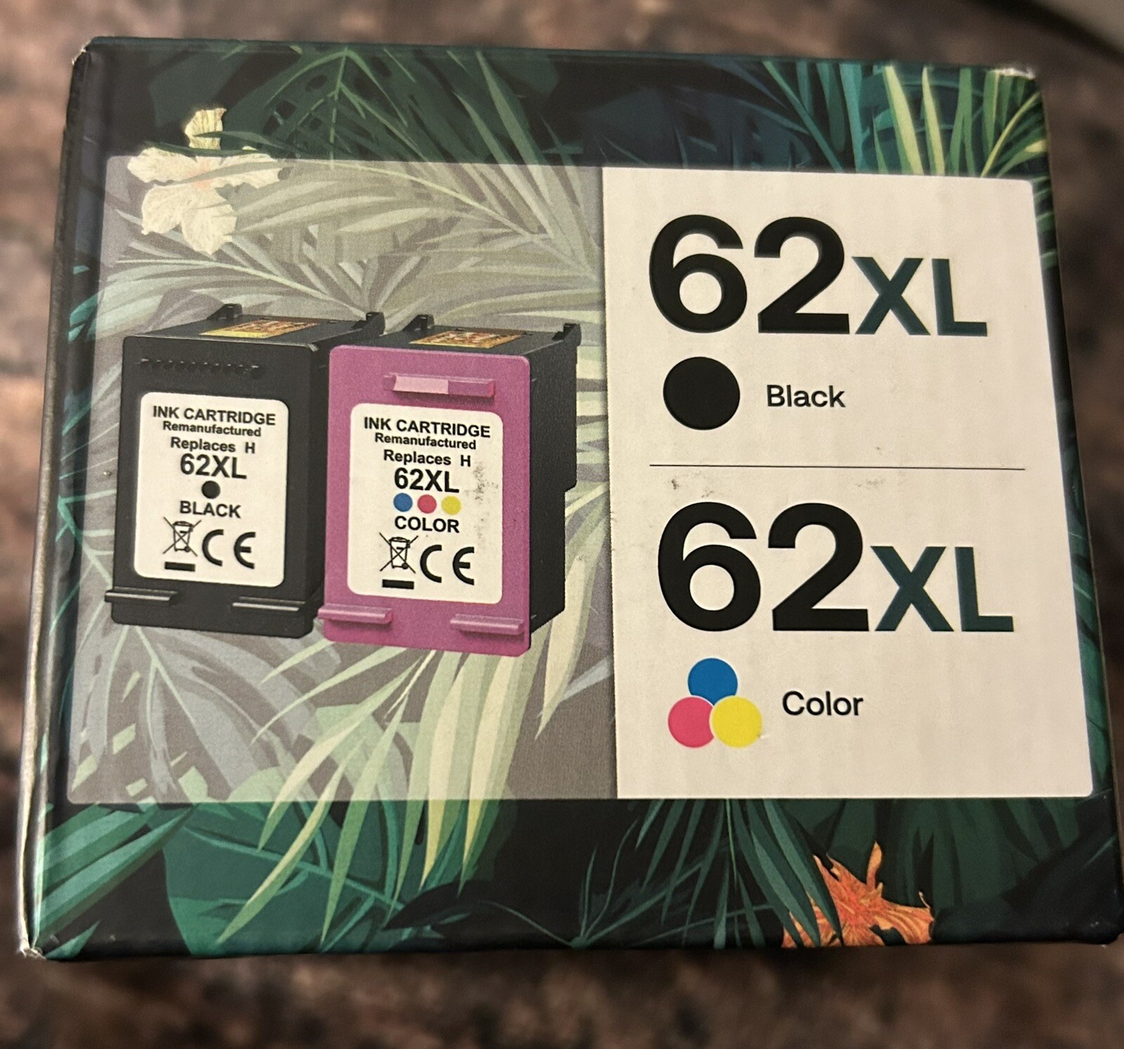 62XL Ink Cartridges Combo Pack Replacement for HP Ink 62 (Black & Tri ...
