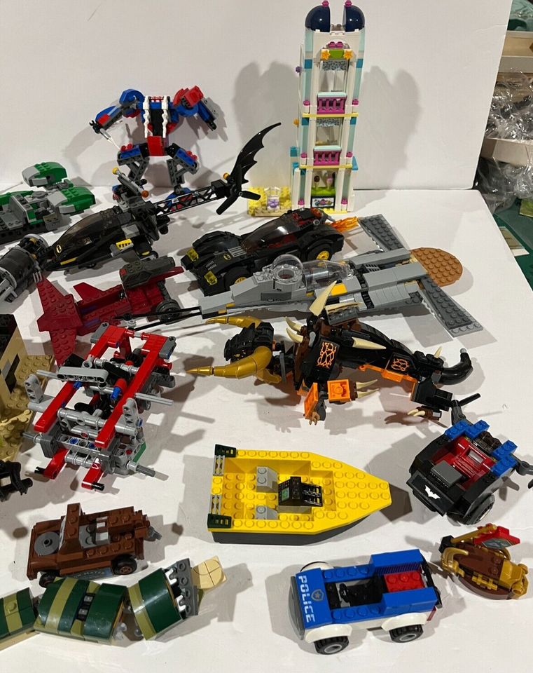 lego incomplete set lot batmobile, helicopter, vehicles, boat, no ...