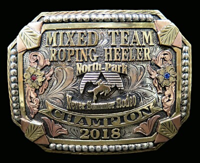Mixed Team Roping Heeler North Park Never Summer Rodeo Trophy Belt ...