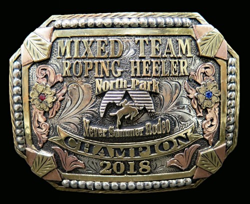 Mixed Team Roping Heeler North Park Never Summer Rodeo Trophy Belt ...